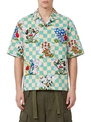 Kenzo Graphic Check Print Cotton Short-sleeve Bowling Shirt - Multicolor