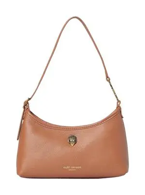 Kurt Geiger Flared Grained Shoulder Bag With Metallic Logo And Rhinestones - Leather