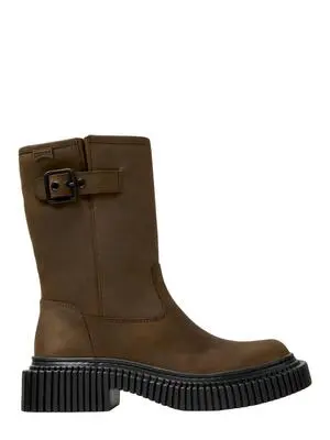 Camper Buckled Mid Calf Boots - Brown