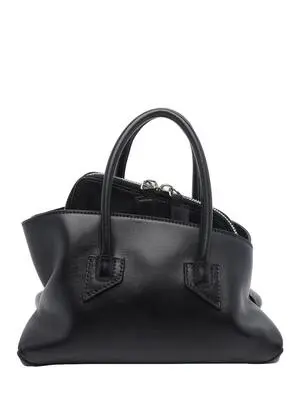 Attico La Passeggiata Asymmetrical Smooth Calfskin Mini Handbag - Black
