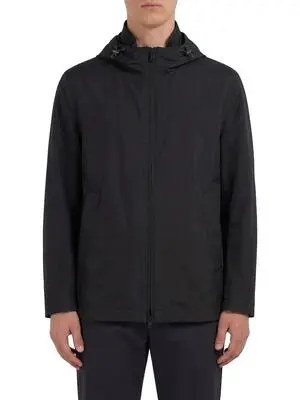 Woolrich Polyester Hooded Windbreaker Jacket - Black