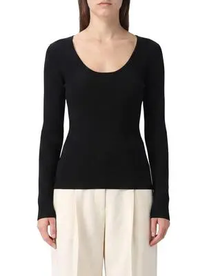 TOTEME Ribbed Scoop Neck Pullover - Black
