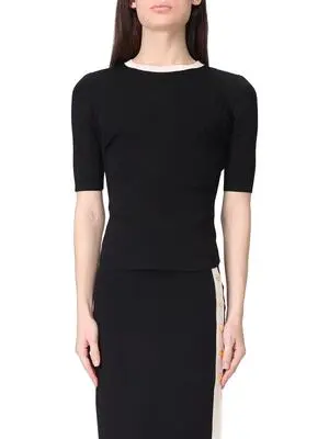 Elisabetta Franchi Ribbed Knit Top With Open Back Detail - Black