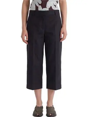 MEIMEIJ Cropped Cotton Trousers - Black