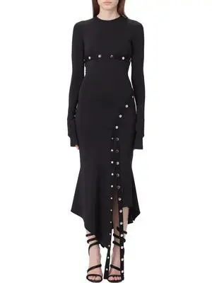 Attico Button-detailed Long Sleeve Dress - Black