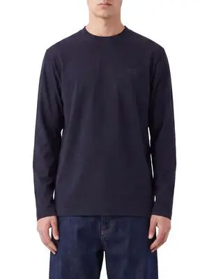 Y3 Crewneck Long-sleeved Cotton T-shirt With Tone-on-tone Logo - Black