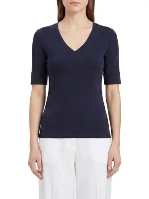 Ralph Lauren V-neck Stretch Cotton T-shirt - Blue