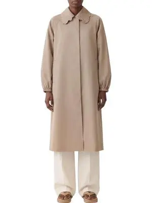 Fabiana Filippi Embroidered Collar Trench Coat - Mud