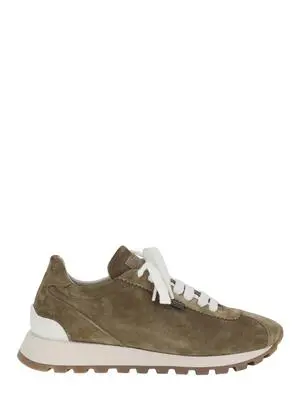 Brunello Cucinelli Suede Lace-up Sneakers - Mud