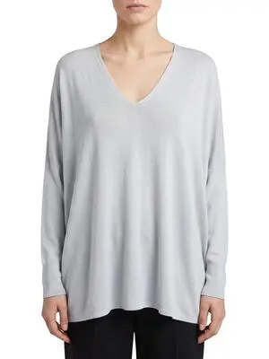 Avant Toi Silk V-neck Sweater - Blue