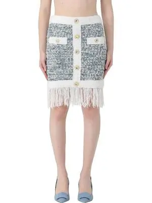 Balmain Textured Fringe Skirt - Gnawed Blue