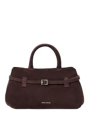 Manu Atelier Le Cambon 25 Suede Handbag With Shoulder Strap - Brown