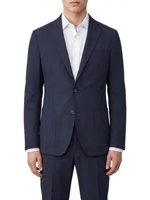 Eleventy Single-breasted Check Blazer With Peak Lapels And Patch Pockets - Blue