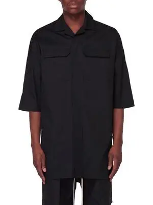 Rick Owens Casual Stretch Cotton Shirt - Black