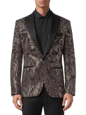 Philipp Plein Single-breasted Blazer With All-over Rhinestones - Black