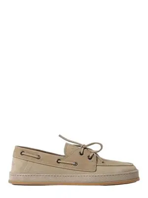 Hogan Leather And Suede Lace-up Boat Shoes - Blue 1