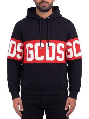 Gcds Cotton Hoodie With Logo - Black