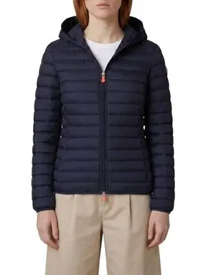 SAVE THE DUCK Daisy Quilted Hooded Jacket - Blue