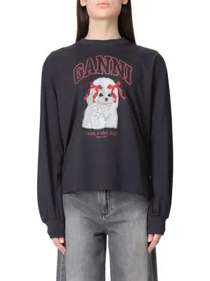 GANNI Long-sleeve Jumper With Graphic Detail - Black