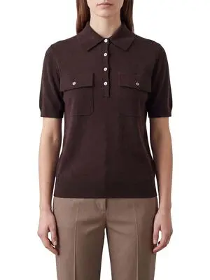 PAROSH P.a.r.o.s.h. Slim Fit Knit Polo In Wool, Silk And Cashmere - Brown