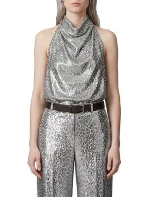 Stella McCartney Lurex Embroidered Animalier Top - Silver