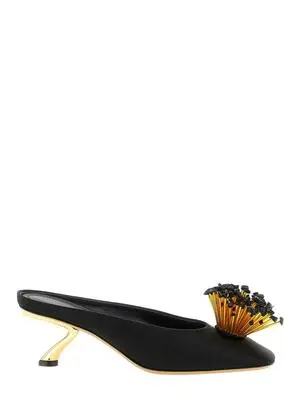 FERRAGAMO Embellished Satin Mules - Black