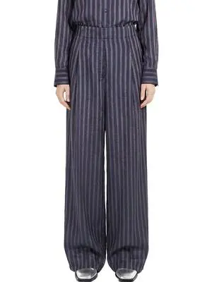 Dries Van Noten Wide Leg Striped Trousers - Blue