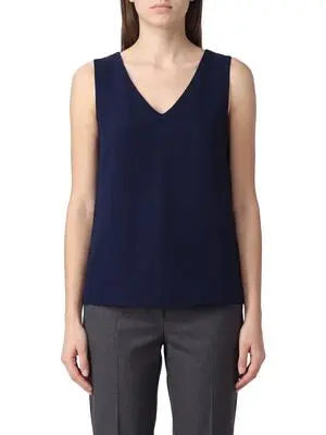 Herno Sleeveless V-neck Viscose Top - Blue