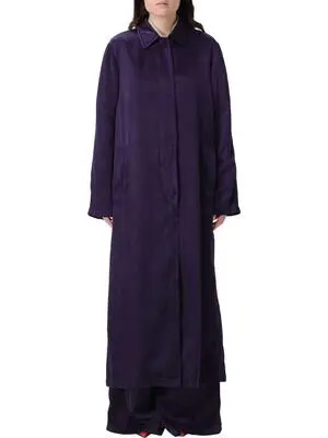 Dries Van Noten Long Cotton Blend Trench Coat - Blue