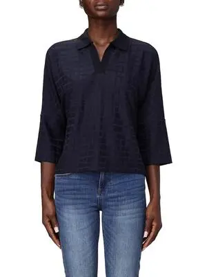 Emporio Armani Emporio Armani Textured Jersey Polo Shirt Blue