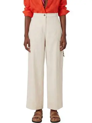 Max Mara Max Mara Stretch Cotton Wide Leg Cargo Trousers Red