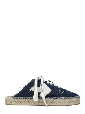 Off-White Arrow Cotton Denim Espadrille Clogs - Blue