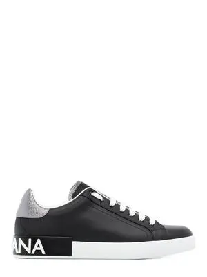 Dolce & Gabbana Portofino Smooth Calfskin Low-top Sneakers - Black