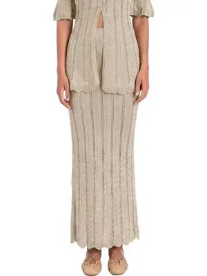 TWINSET Viscose Knit Midi Skirt - Silver