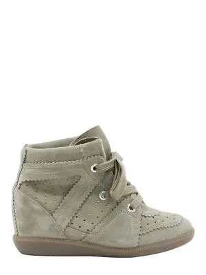 Isabel Marant Étoile Isabel Marant Bobby High-Top Suede Sneakers With Internal Wedge Grey