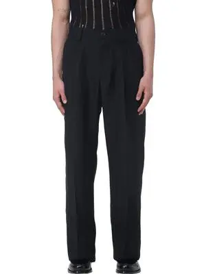 LANEUS Wide Leg Linen Trousers - Black