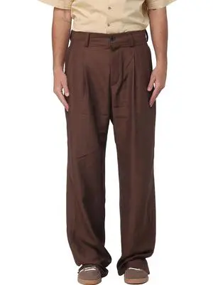 LANEUS Wide Leg Linen Trousers - Brown