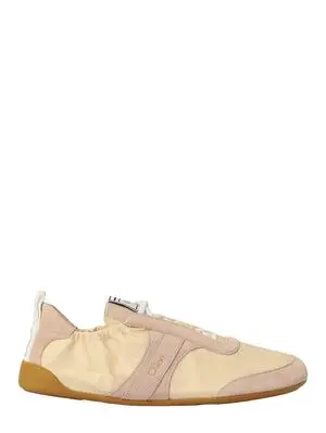 Chloé Chloé Kick Low Top Suede And Nylon Sneakers With Rubber Sole Beige