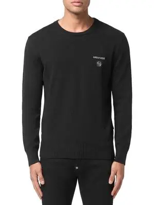 Philipp Plein Wool And Cotton Blend Crewneck Sweater - Black