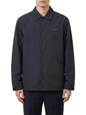 Kenzo Waterproof Technical Fabric Shirt Jacket With Logo - Black