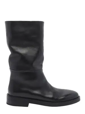 Marsèll Tubetto Calf-high Biker Boots In Distressed Leather - Black