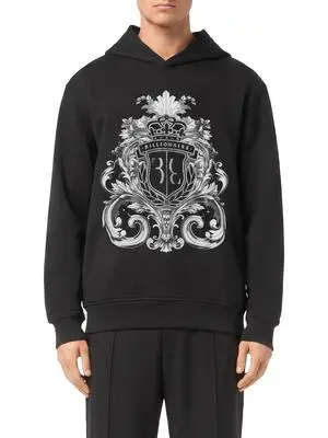 BILLIONAIRE Cotton Hoodie With Baroque Print - Black