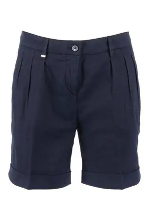 FAY Stretch Linen And Cotton Blend Shorts - Blue