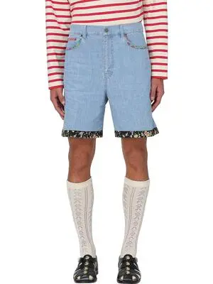 Valentino Garavani Shorts With Floral Trim - Denim