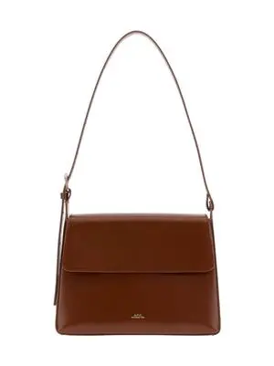 A.p.c. Virginie Flared Smooth Leather Shoulder Bag - Hazel