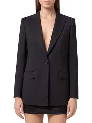 Philipp Plein Cropped Blazer With Skull Print And Crystal Embellishments - Black