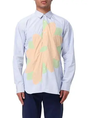 Comme Des Garçons Striped And Floral Print Cotton Shirt - Multicolor