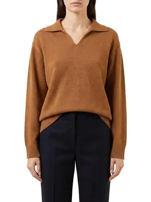 Valentino Garavani Long-sleeved Knitted Cashmere Polo - Leather