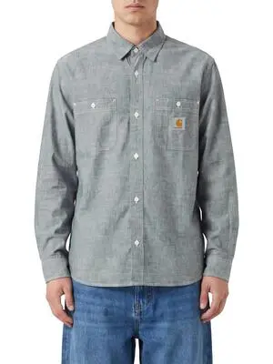 Carhartt Work In Progress Slim Fit Cotton Casual Shirt With French Collar And Patch Pocket - Black