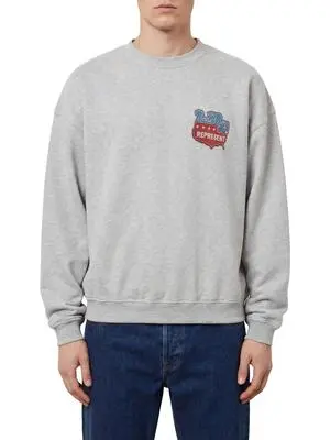 REPRESENT Graphic Print Cotton Crewneck Sweatshirt - Grey